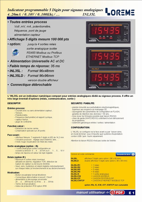 LOREME - Capteurs, convertisseurs et indicateurs